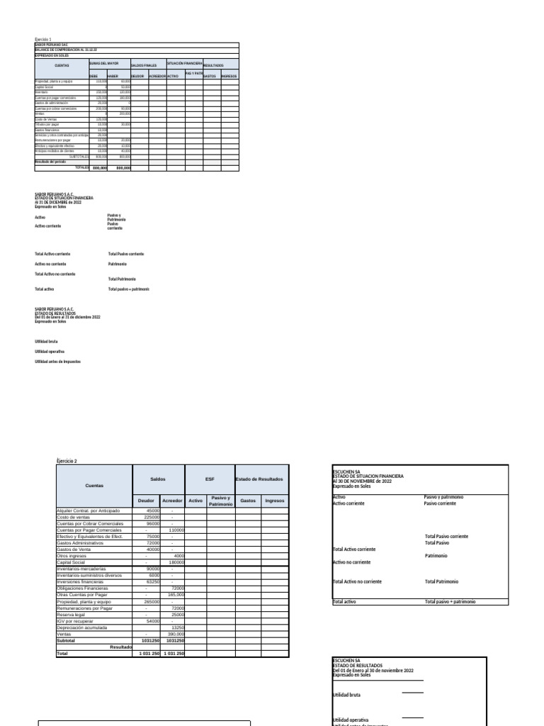 Elaboracion de EEFF - Ej1 y 2 Alumnos | PDF | Activo fijo | Estado de resultados