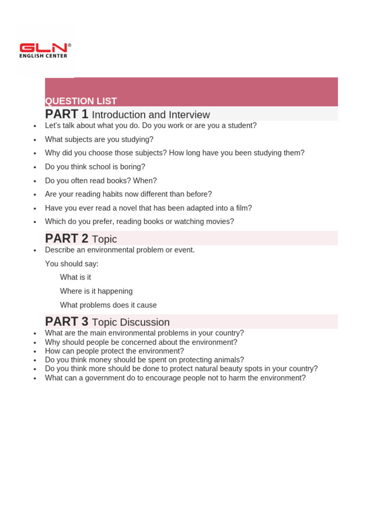 IELTS Speaking: Environmental Issues Guide | PDF