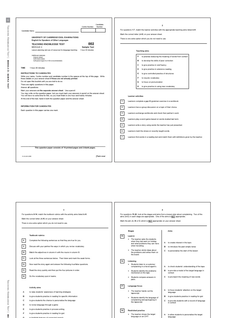 Tkt 2005 - Practice Test - Module 02 | PDF