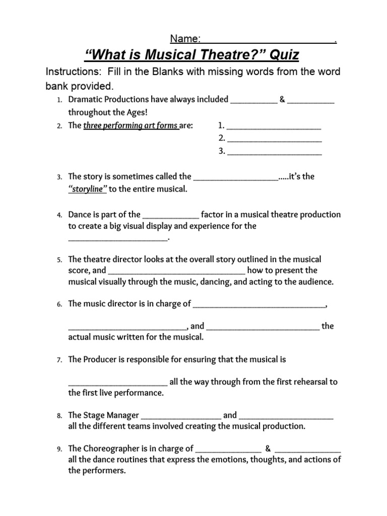 3 - _What is Musical Theatre__ Quiz (with Answer Key) | PDF | Musical ...