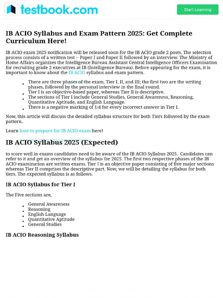 IB ACIO Syllabus and Exam Pattern 2025 - Get Complete Curriculum Here ...