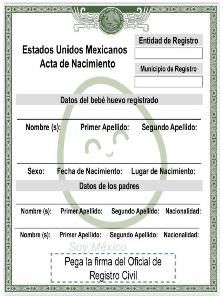 Acta de Nacimiento Huevito | PDF