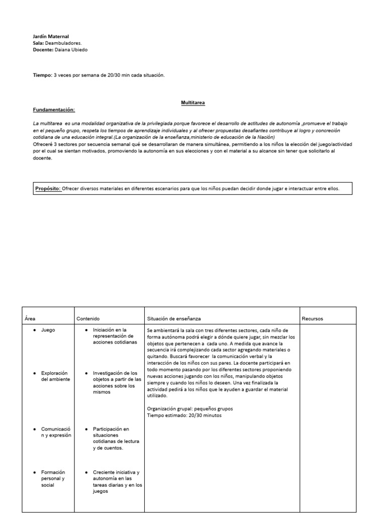 Multitarea MATERNAL | PDF | Educación de la primera infancia | Enseñando