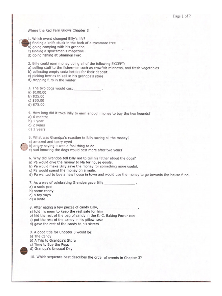 Where The Red Fern Grows Chapter 3 | PDF