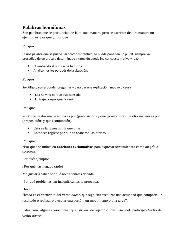 Palabras Homofonas | PDF | Verbo | Adjetivo