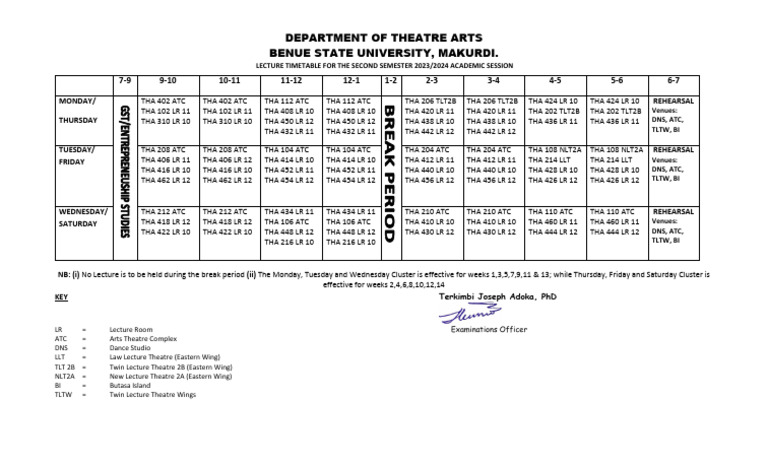 Lecture Time Table Second Semester 2024 | PDF Lecture Time Table Second Semester 2024 | PDF