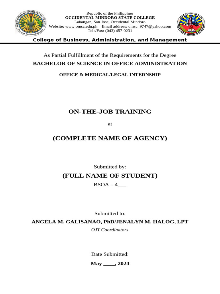 OJT Report for Office Administration Degree | PDF
