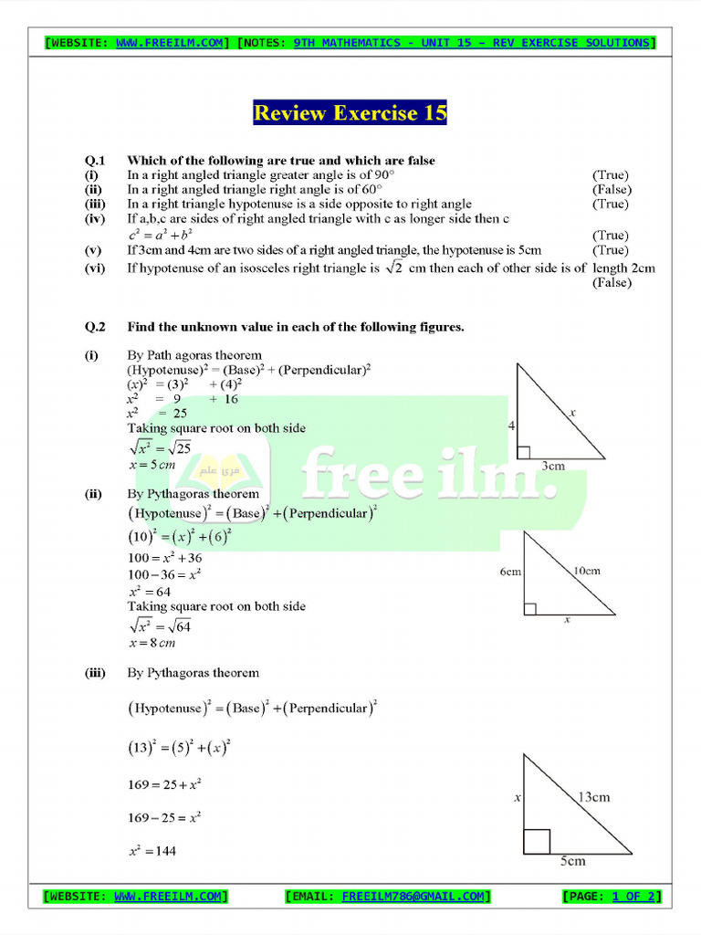 9th Math, CH 15, Rev Exercise | PDF