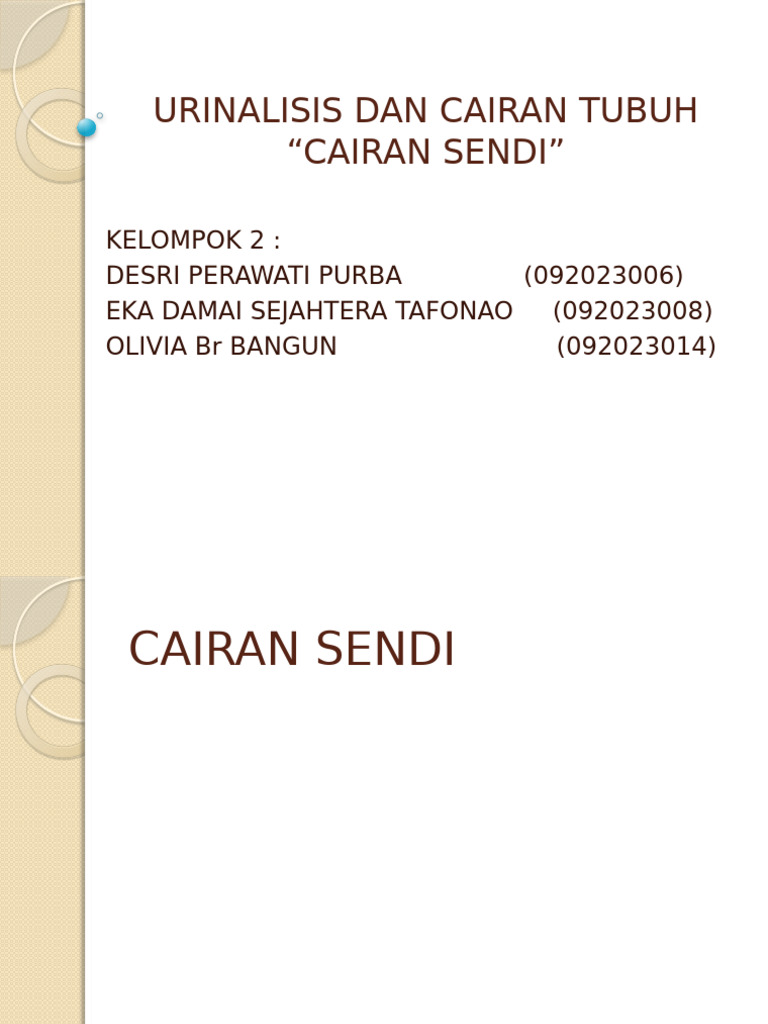 Urinalisis Dan Cairan Tubuh Kel 2 | PDF