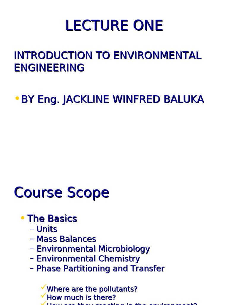 LECTURE 1 Introduction To Environmental Engineering | PDF | Cholera ...