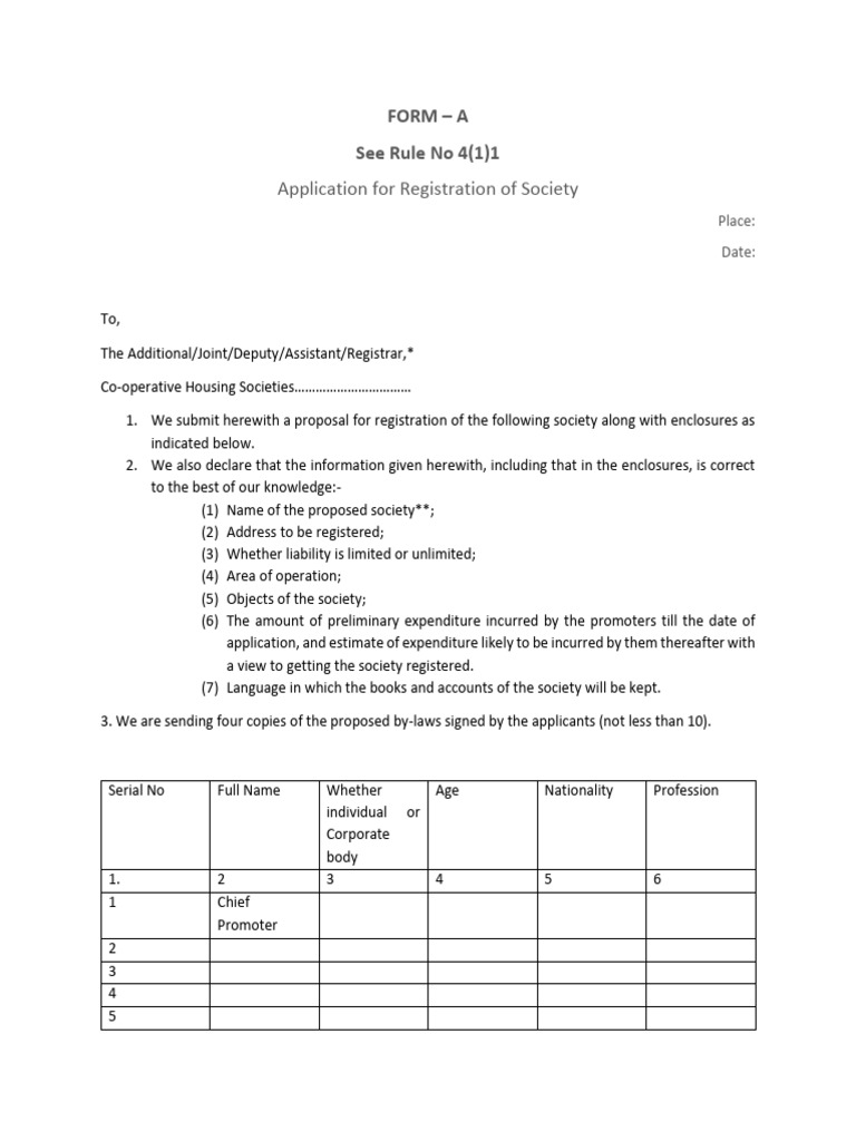 Society Registration Application Form | PDF | Domain Name Registrar