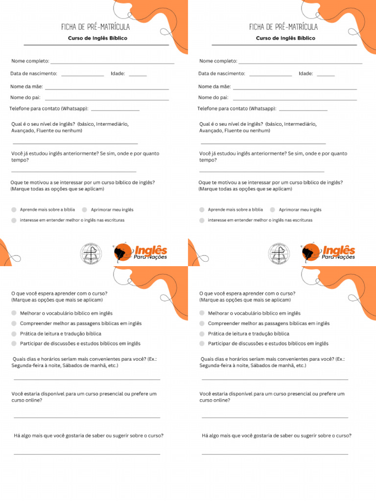 Ficha de Matrícula Ingl | PDF