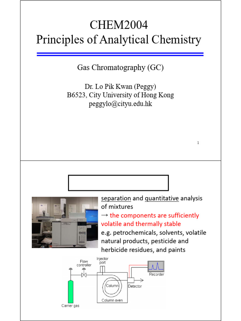 Lecture 4-Gas Chromatography | PDF | Gas Chromatography | Chromatography
