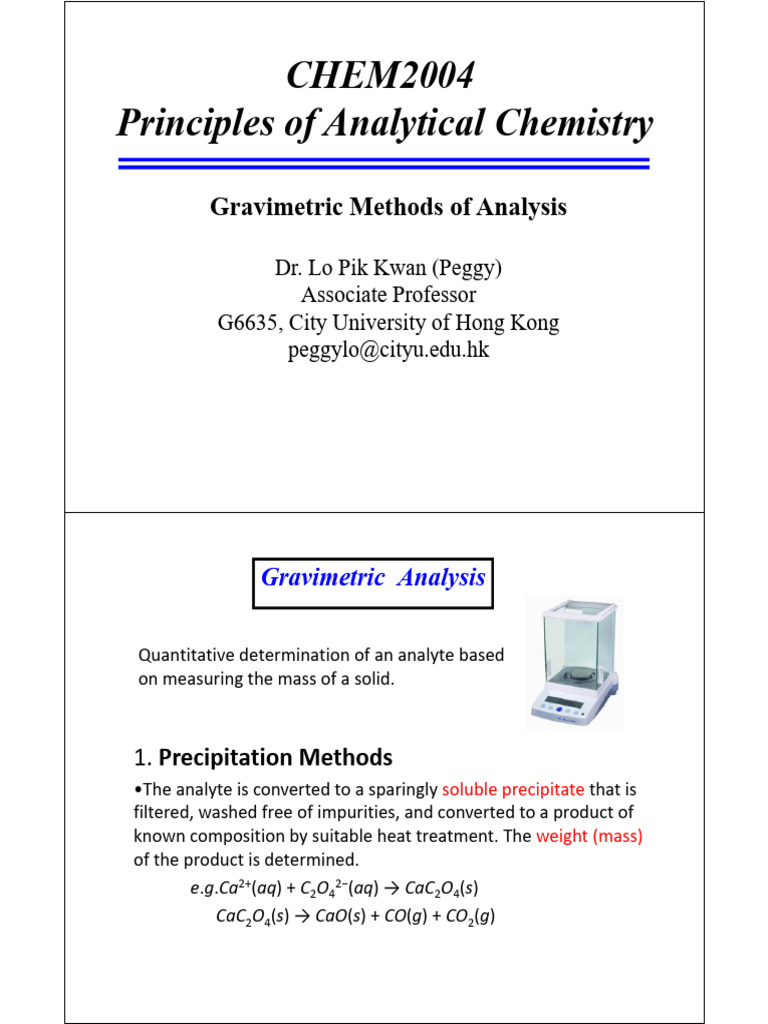 Lecture 2 Gravimetric+Analysis | PDF | Precipitation (Chemistry) | Nucleation
