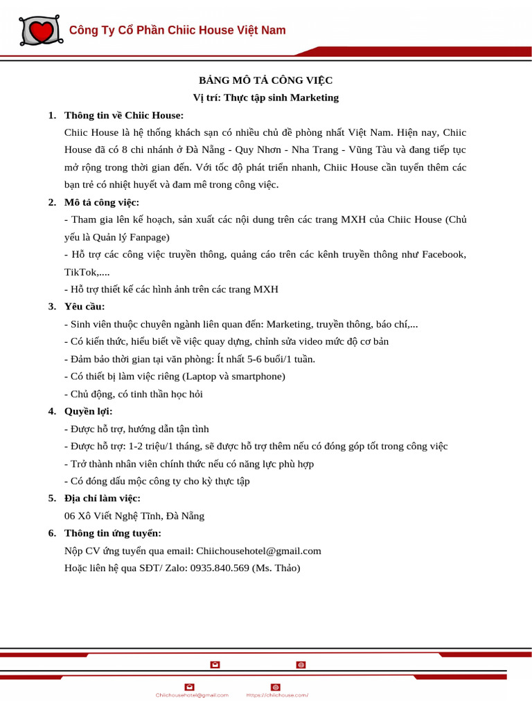 JD Thuc Tap Sinh Marketing | PDF