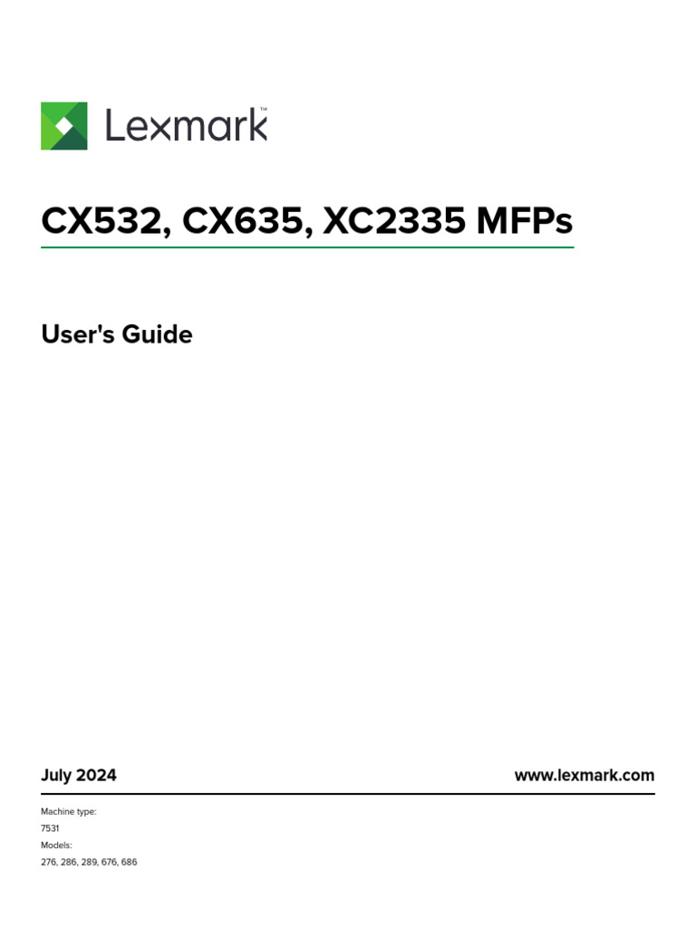 Lexmark CX532 CX635 XC2335 UserGuide en | PDF | Image Scanner | Paper