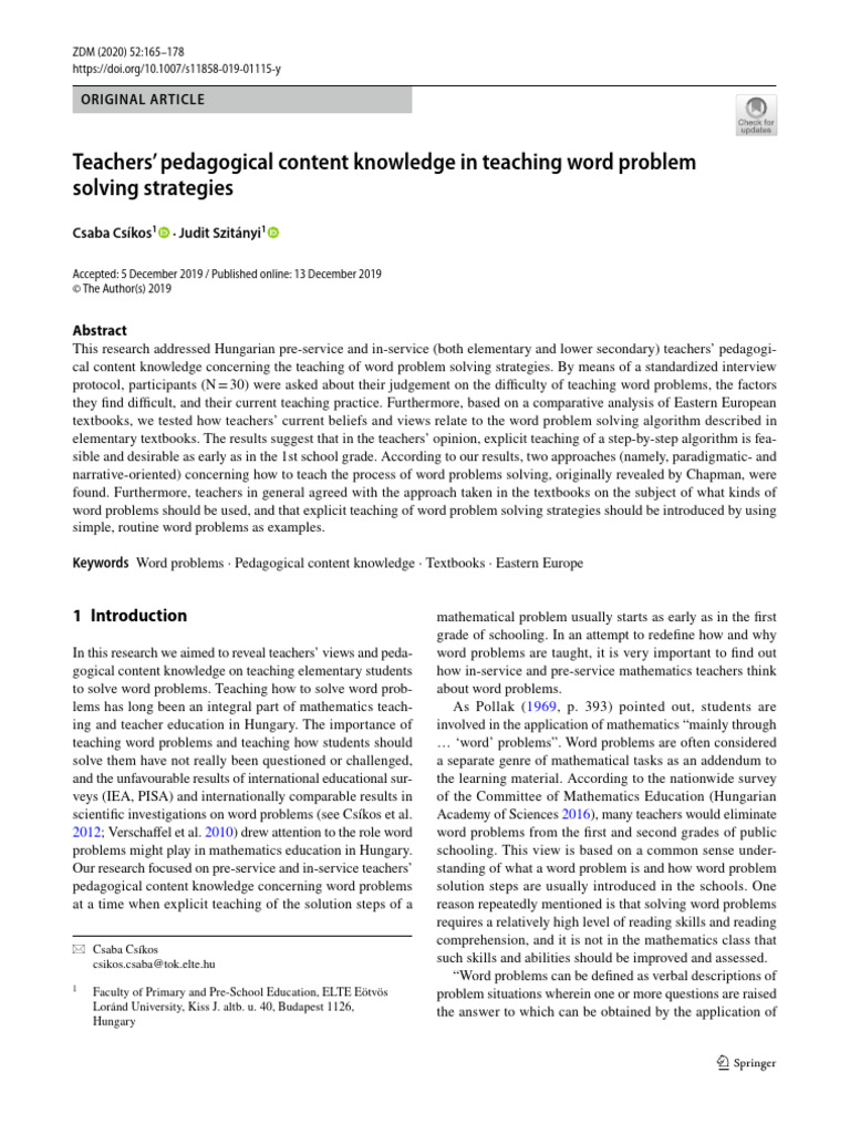 Article - Teachers Pedagogical Content Know | PDF | Teachers | Knowledge