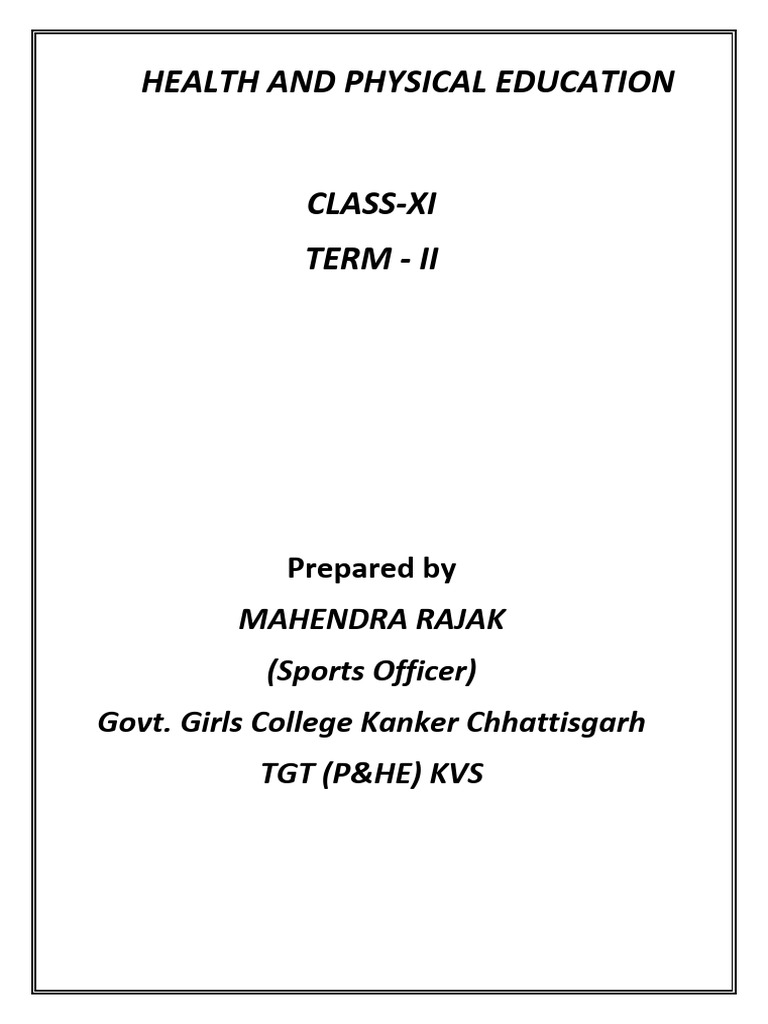 Physical Education Class XI Term - II Study Material | PDF | Doping In Sport | Adolescence