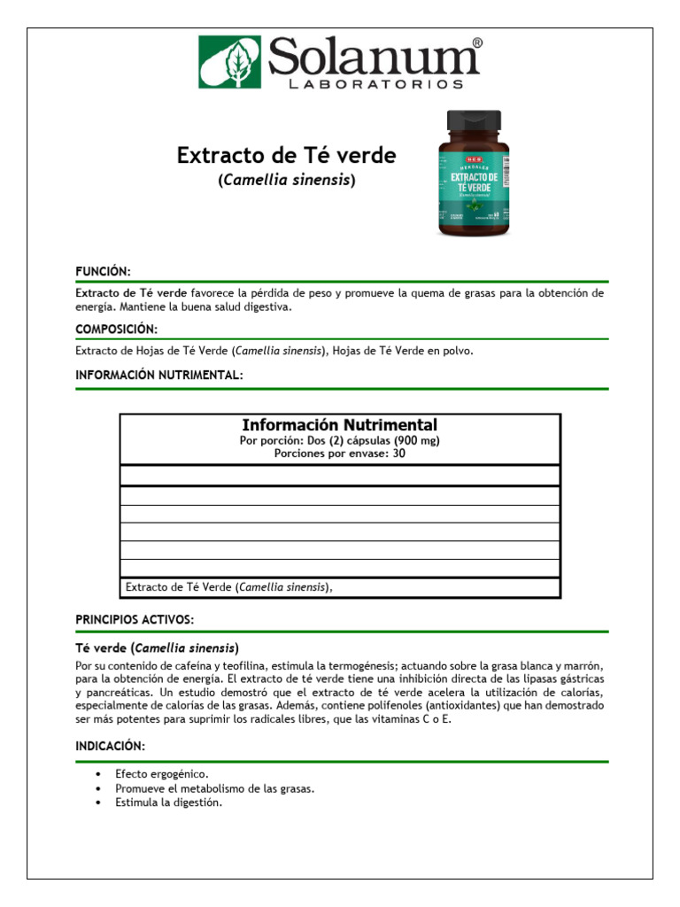 Extracto de Té Verde para Pérdida de Peso | PDF | Té | Té verde