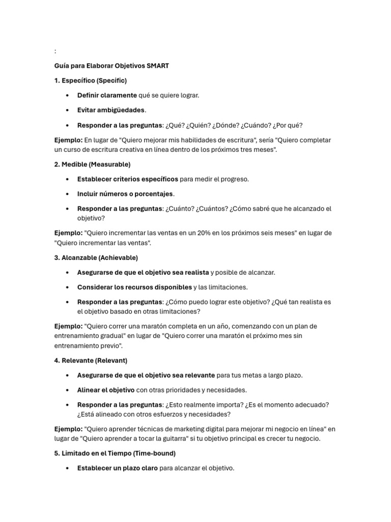 Guia Para La Elaboracion de Objetivos | PDF | Marketing | Comunicación ... Guia Para La Elaboracion de Objetivos | PDF | Marketing | Comunicación ...