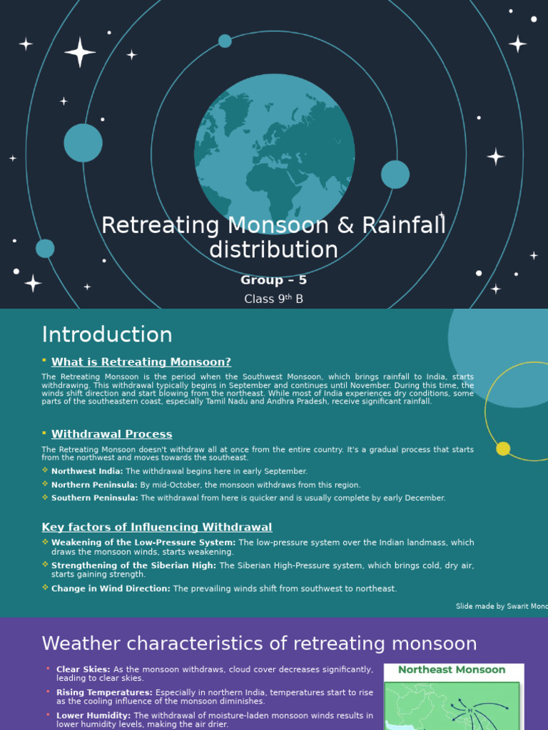 Group 5 - Retreating Monsoon & Rainfall Distribution | PDF | Monsoon | Rain
