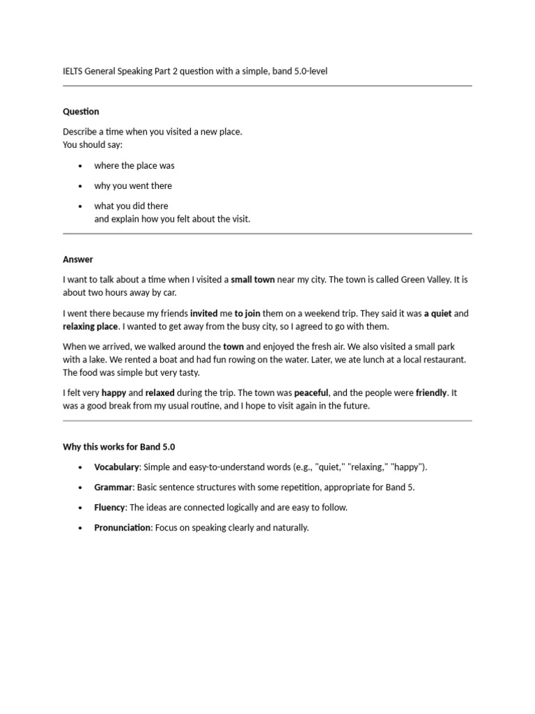 IELTS General Speaking part 2 Sample | PDF | English Language | Vocabulary