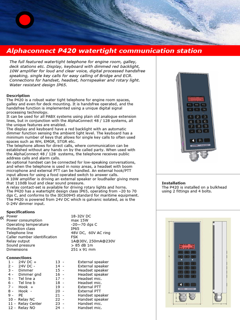AlphaConnect P420 Product Sheet | PDF | Telephone | Electronics