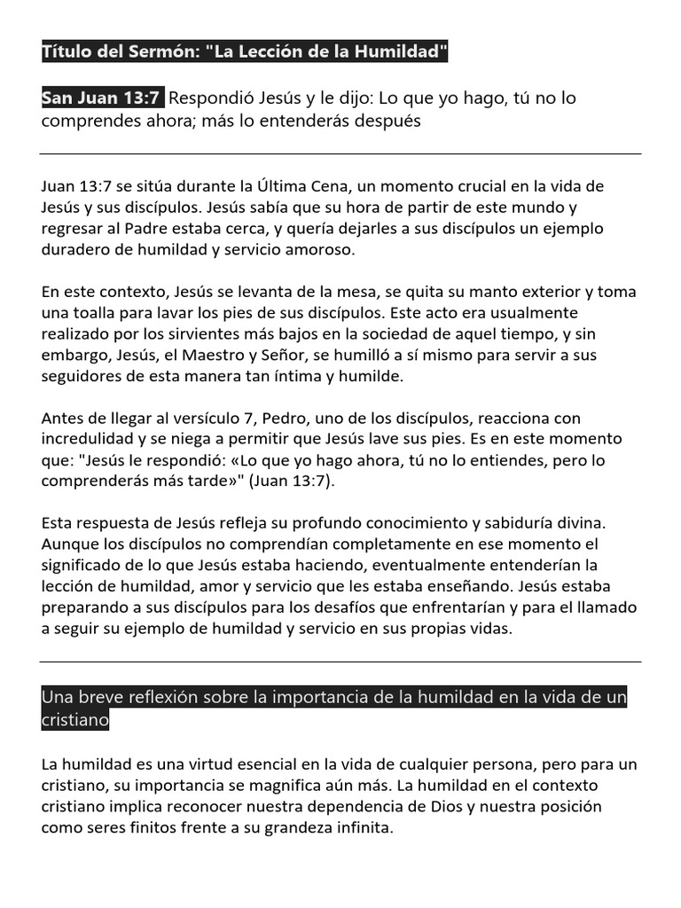 La Leccion de La Humildad | PDF | Jesús | Amor