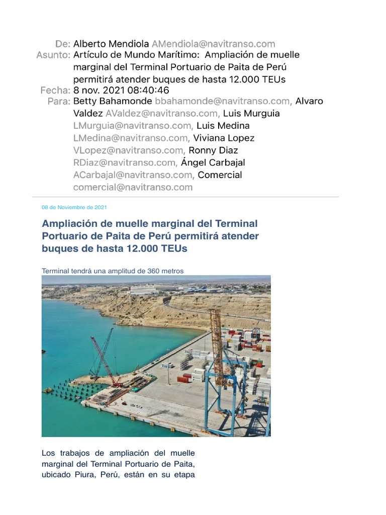 Artículo de Mundo Marítimo Ampliación de Muelle Margina | PDF