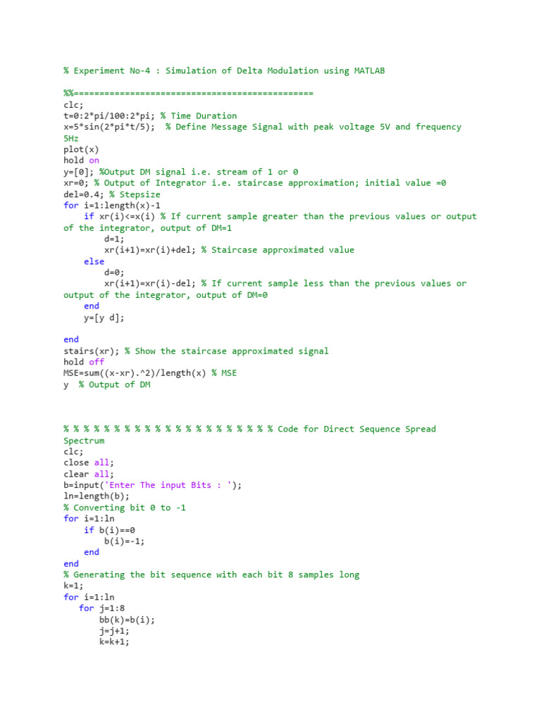 Experiment No 14and 15 Delta modulation,DSSS | PDF