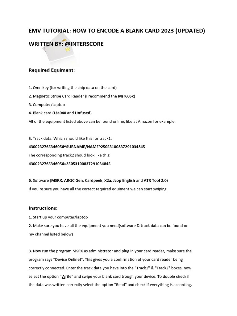 Emv Tutorial How To Encode A Blank Card 2023 (Updated) | PDF | Emv ...