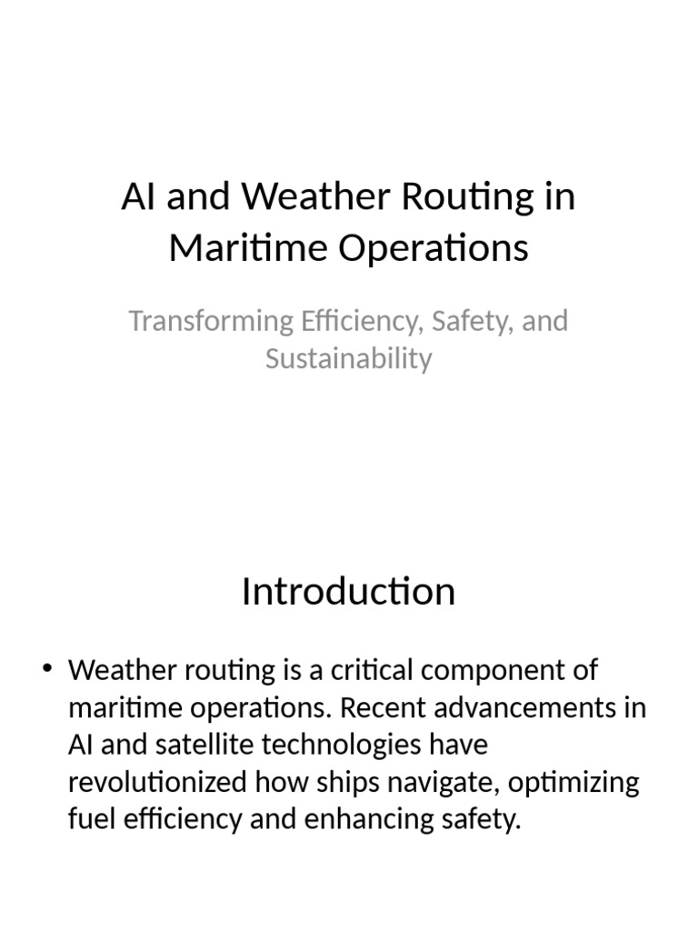 AI and Weather Routing Presentation | PDF