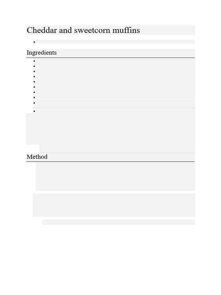 Cheddar and Sweetcorn Muffins.docx | PDF