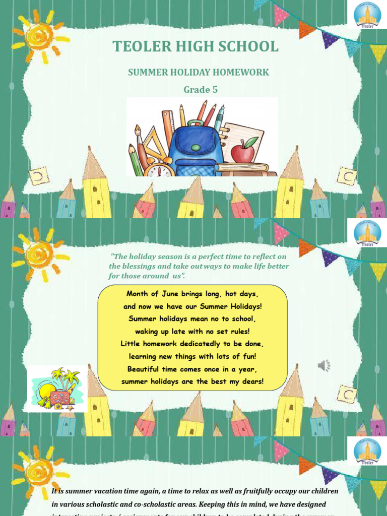 Grade 5 - Summer Holiday Homework 2024-25 | PDF | Waste | Recycling