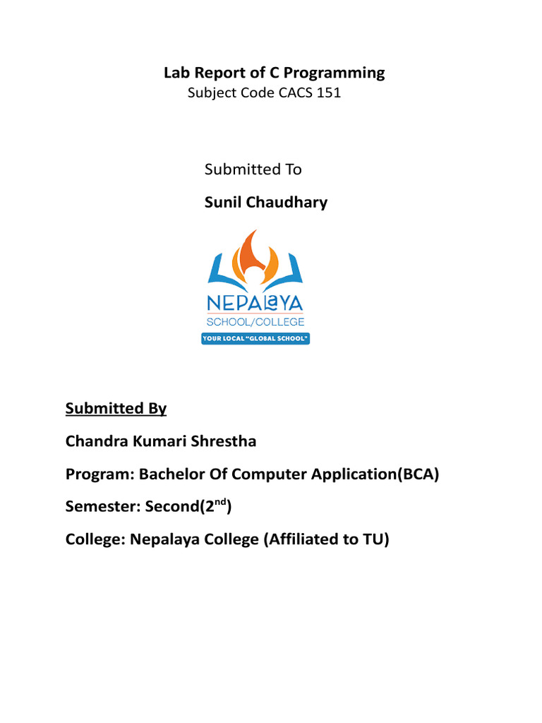 C Programming Lab Report BCA 2nd Sem | PDF
