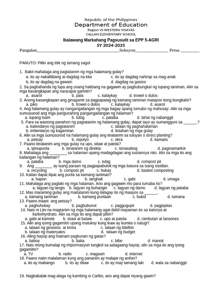 PT - Epp-Agri 5 - Q2 | PDF