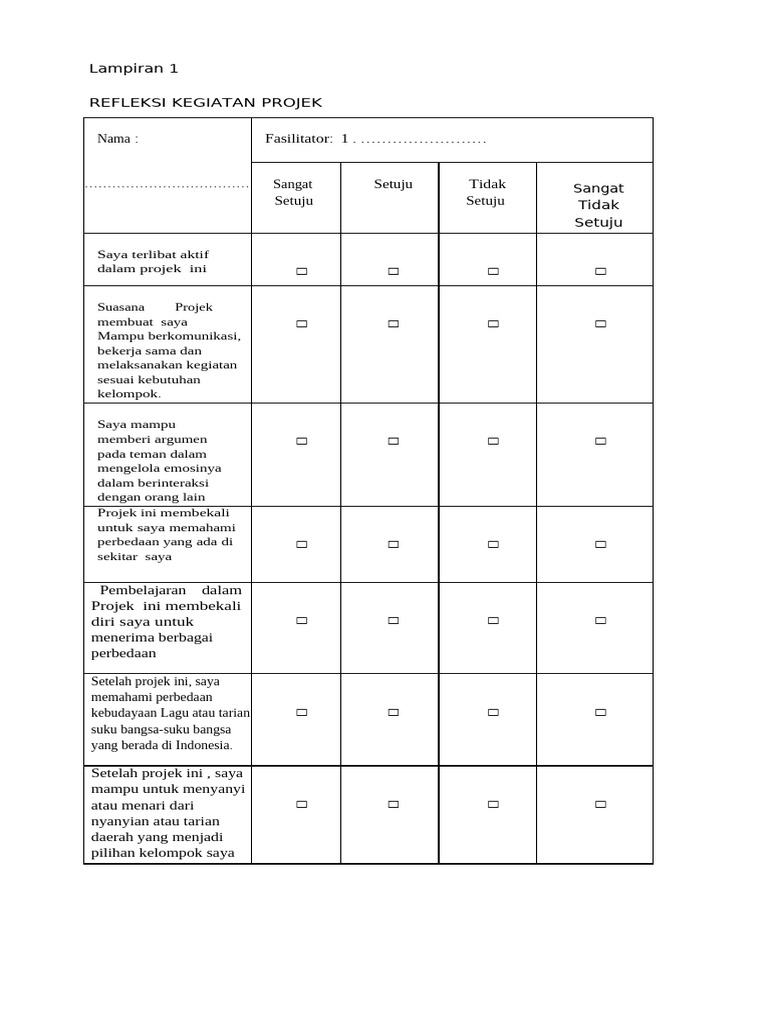 Refleksi P5 Tema Bhineka Tunggal Ika | PDF