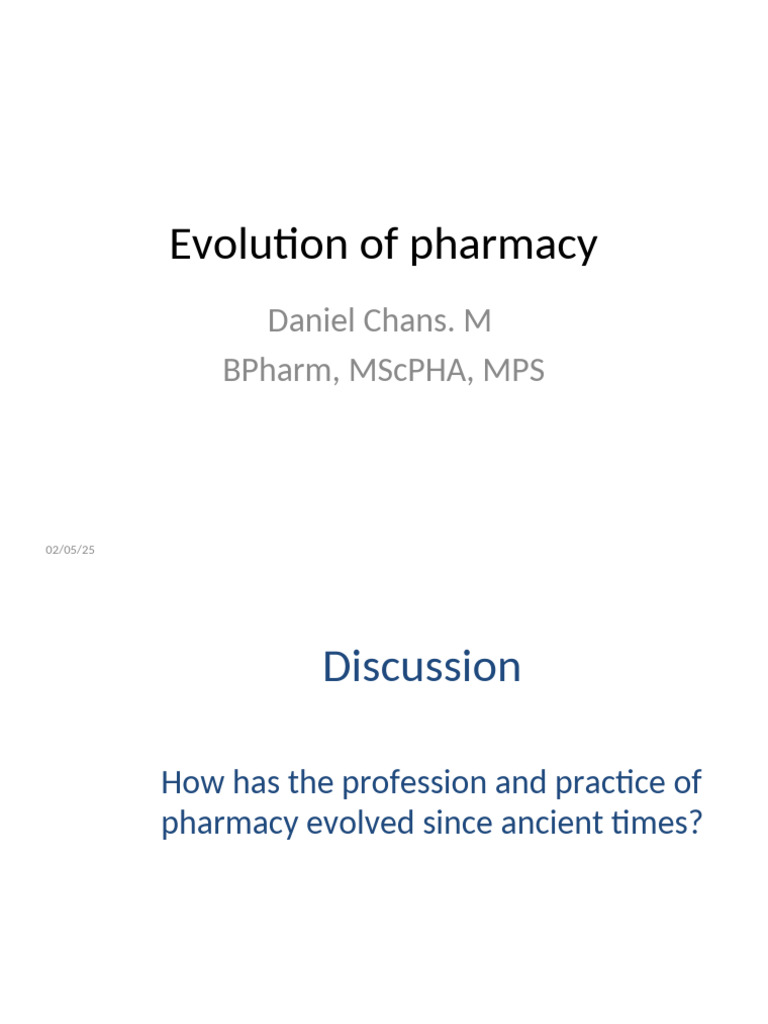 Pharmacy Evolution: Roles & Practices | PDF | Pharmacy | Medical ...