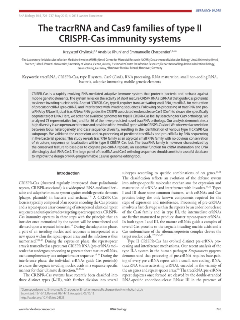 Chylinski et al_Crispr | PDF | Crispr | Molecular Genetics
