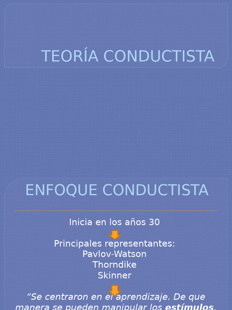 4 PPT Teoría Conductista (1) | PDF | Condicionamiento clásico ...