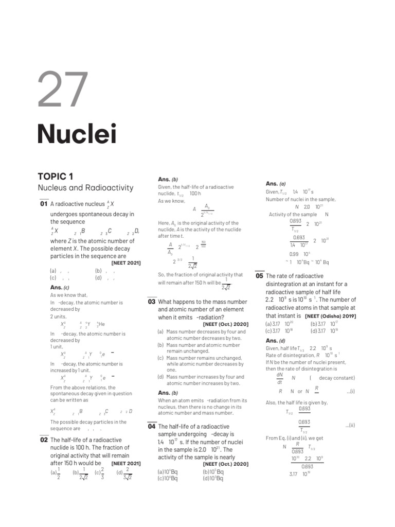 27. Nuclei | PDF | Radioactive Decay | Atomic Nucleus
