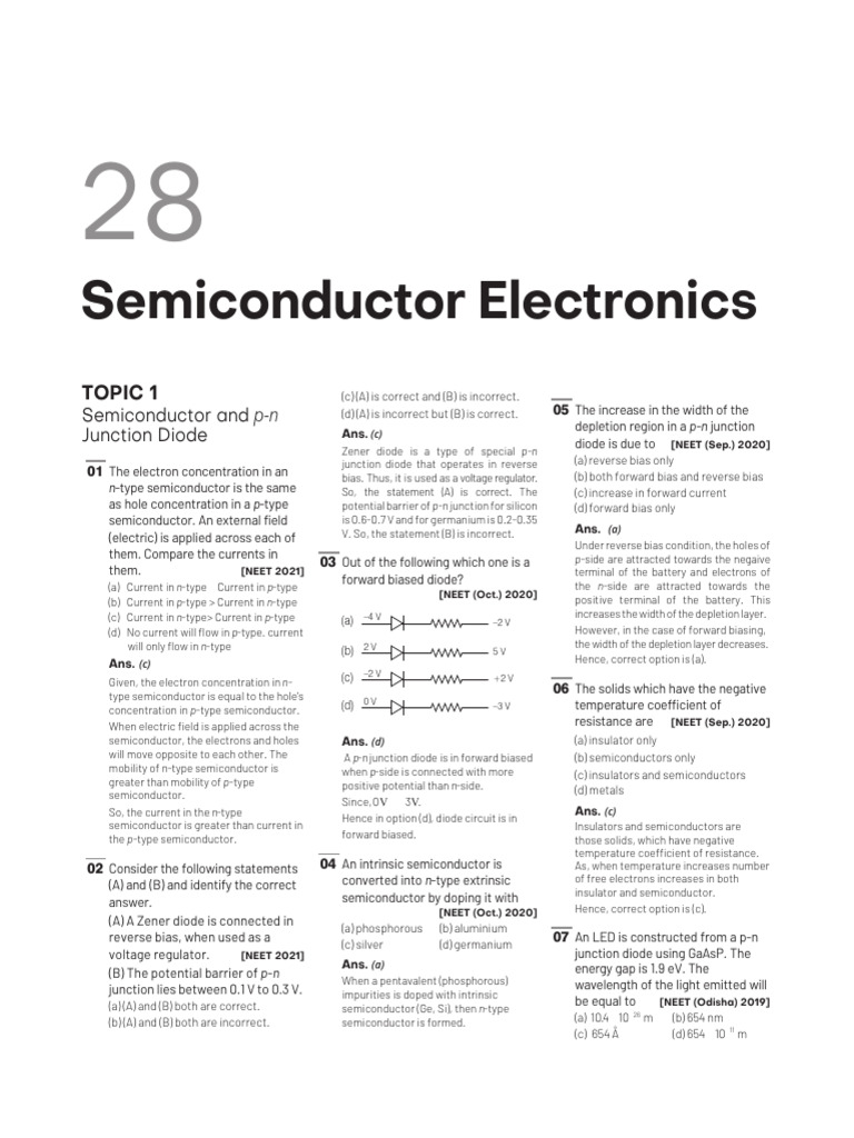 28. Semiconductor Electronics | PDF | P–N Junction | Semiconductors