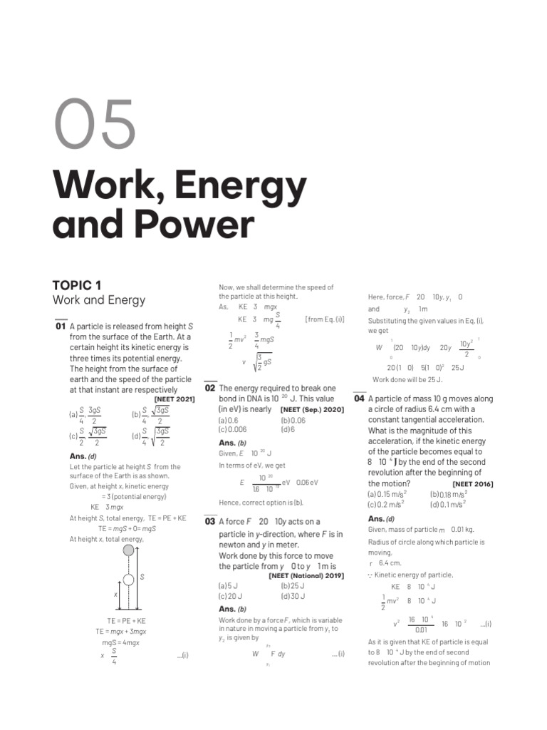 5. Work, Energy, And Power | PDF | Force | Kinetic Energy