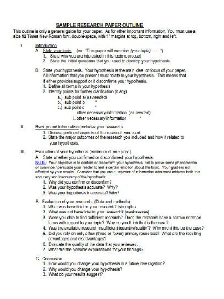 Sample Research Paper Outline | PDF