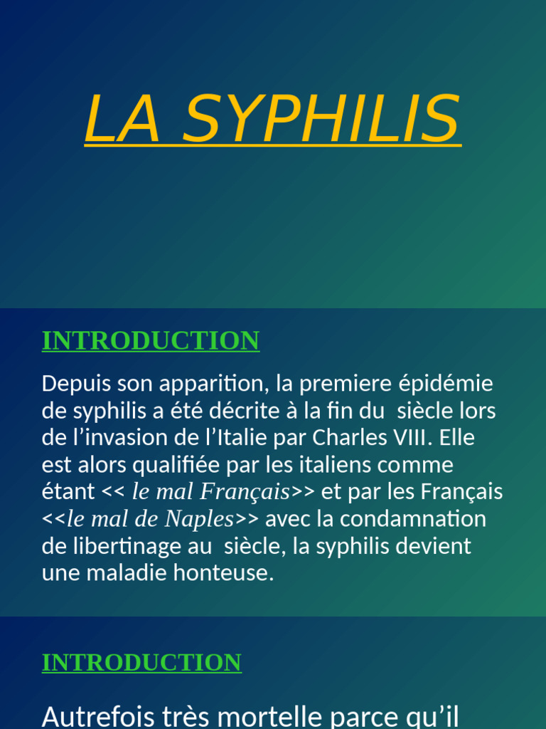 La Syphilis 035137 | PDF | Infection sexuellement transmissible ...