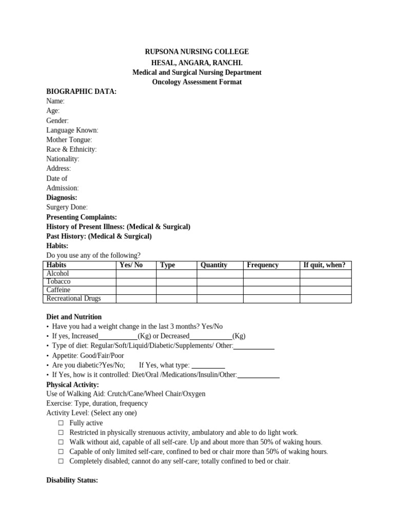 Oncology Assessment Form LEO-1 | PDF | Cancer | Cough