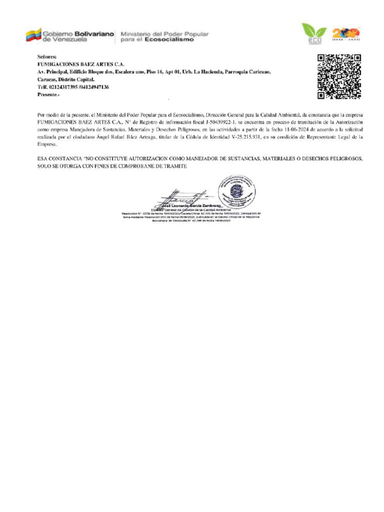 Permiso Racda Fumigaciones | PDF