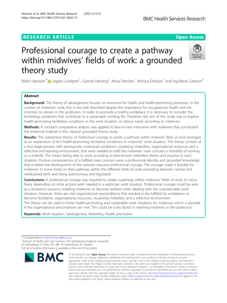 Professional Courage To Create A Pathway Within Midwives' Fields of Work | PDF | Midwife | Midwifery