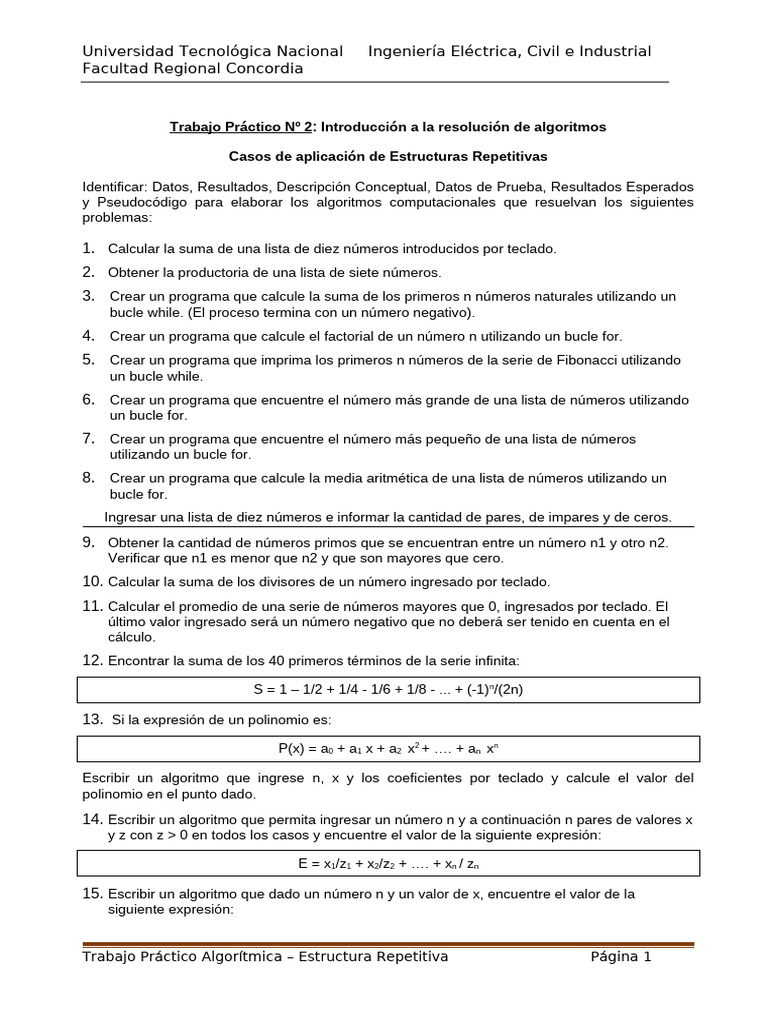 Algoritmos y Estructuras Repetitivas | PDF | Algoritmos | Análisis ...