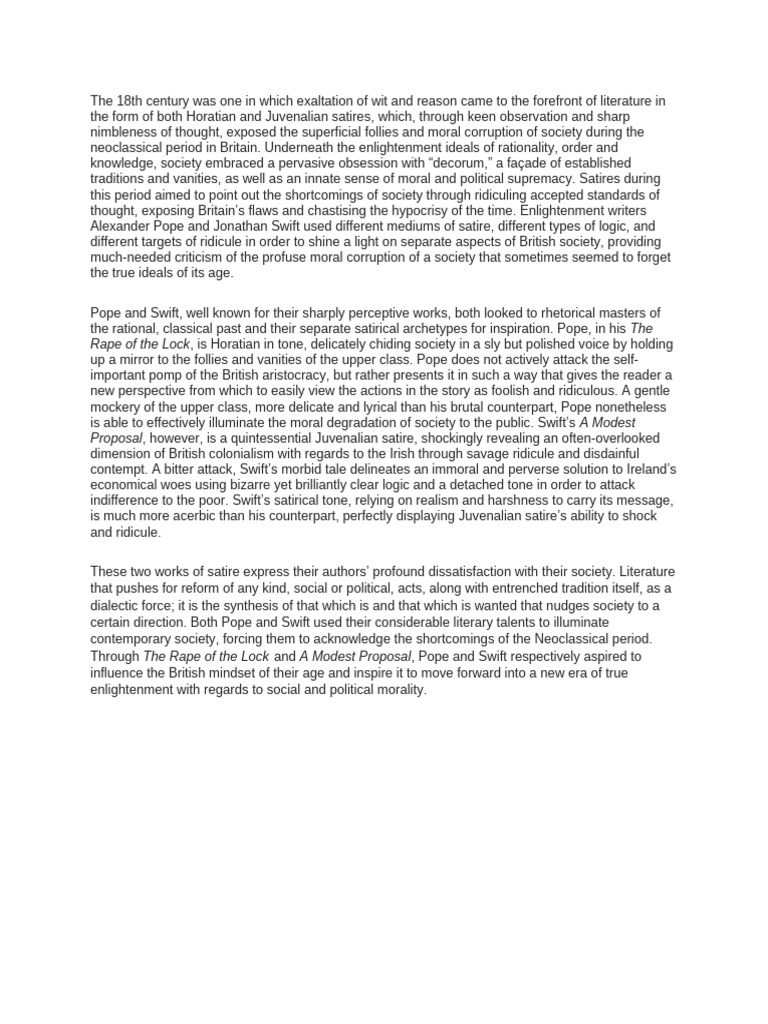 The 18th century was one in which exaltation of wit and reason came to ...